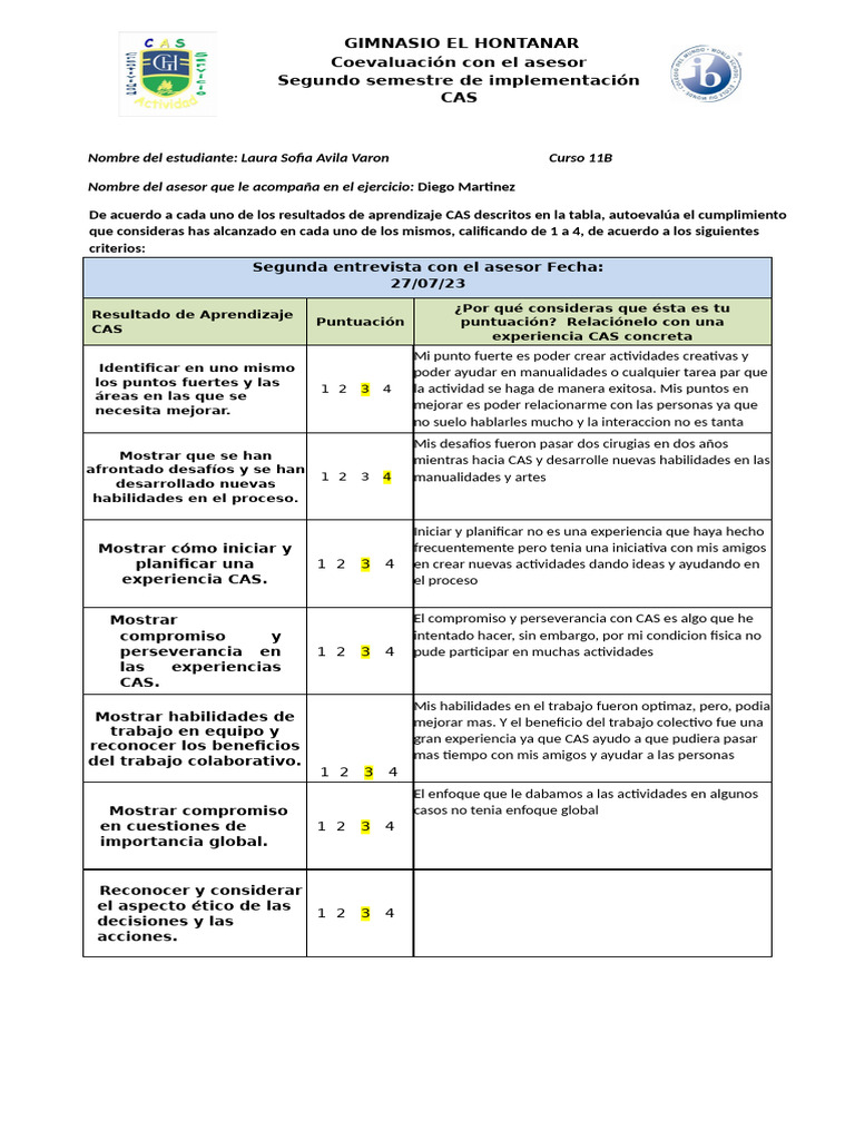 Segunda Entrevista Con El Asesor 2023 | PDF | Cognición | Crecimiento personal y profesional
