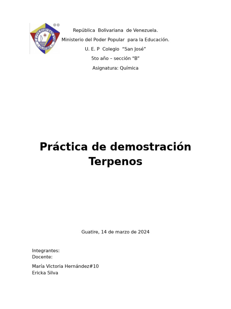 Práctica Demostración Terpenos Pdf