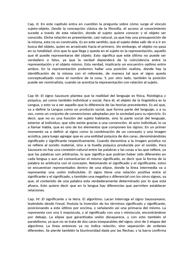 Vínculo sujeto-objeto y el signo en Saussure | PDF | Verdad