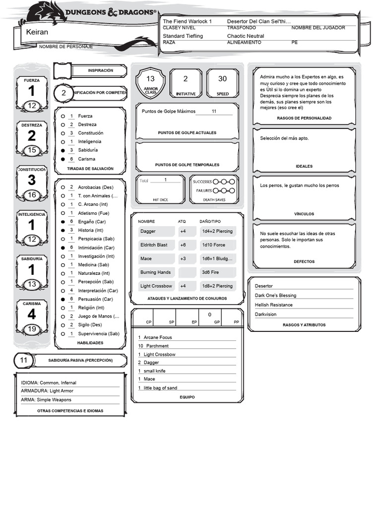 Keiran - Roll20 Characters | PDF