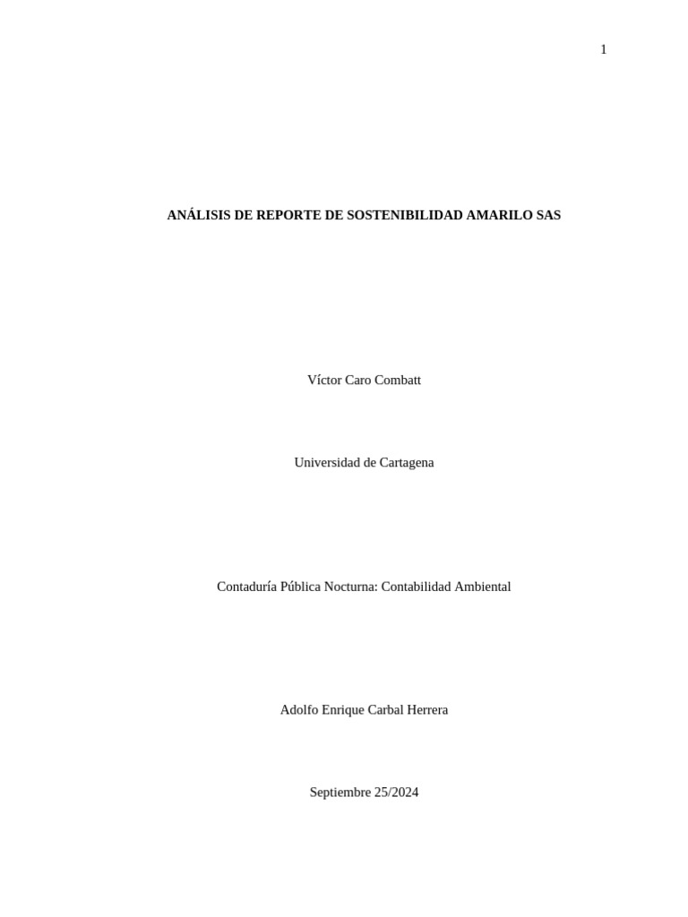 Análisis de Reporte de Sostenibilidad Amarilo Sas | PDF