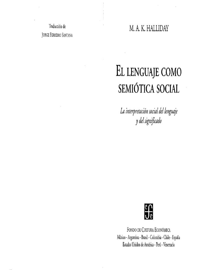 Halliday M A K 1978 El Lenguaje Como Semiotica Social Compress ...