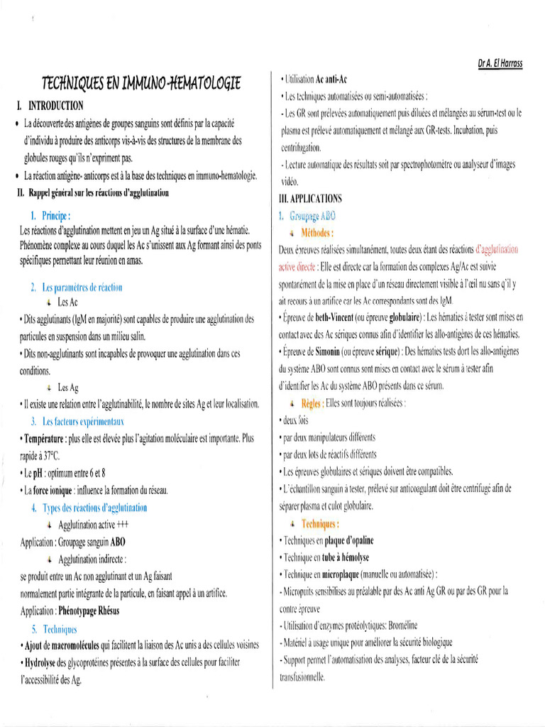 Technique Immunohematologique 20240101 0001 | PDF