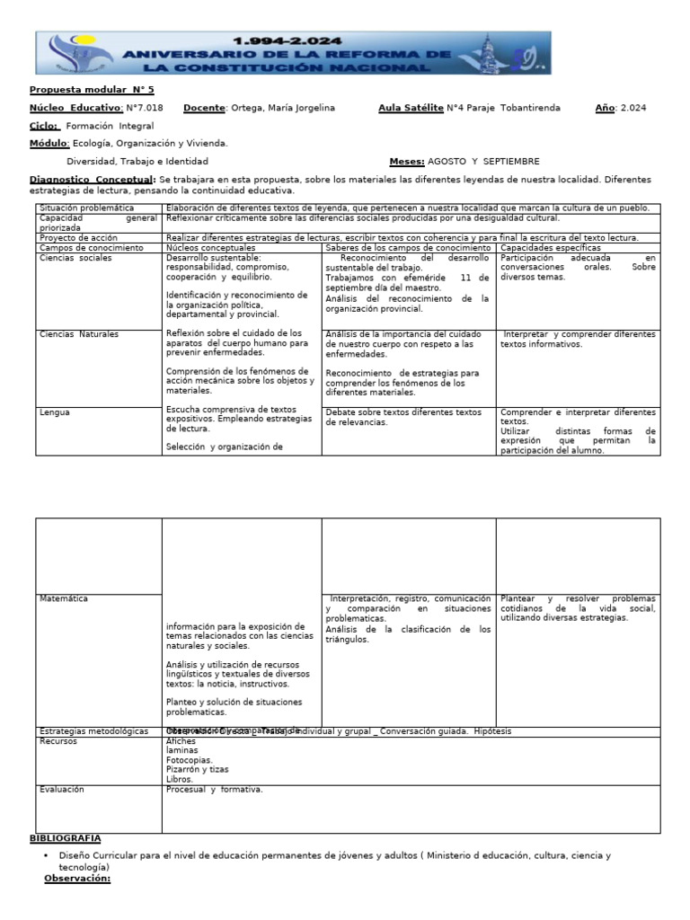 PROPUESTA MODULAR N°5 DE 2DO CICLO | PDF