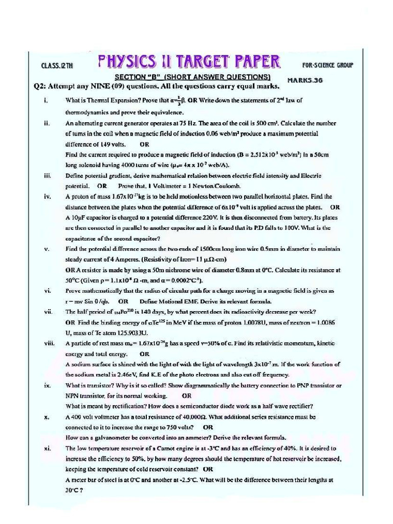 Xii Physics Final Target ? | PDF