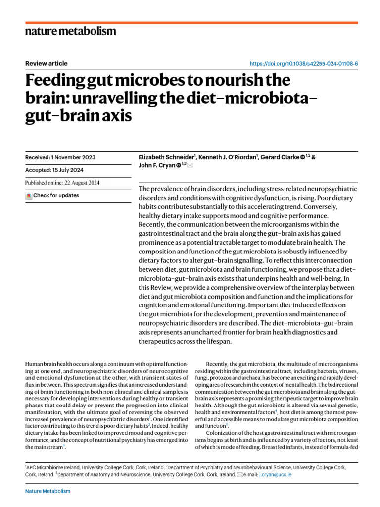 Nat Met-Feeding Gut Microbes To Nourish The | PDF