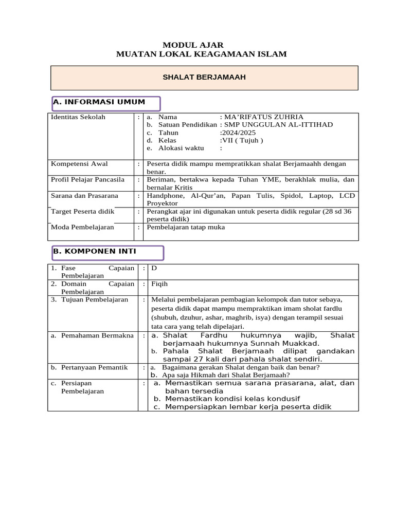 MODUL AJAR BAB 1(1) | PDF