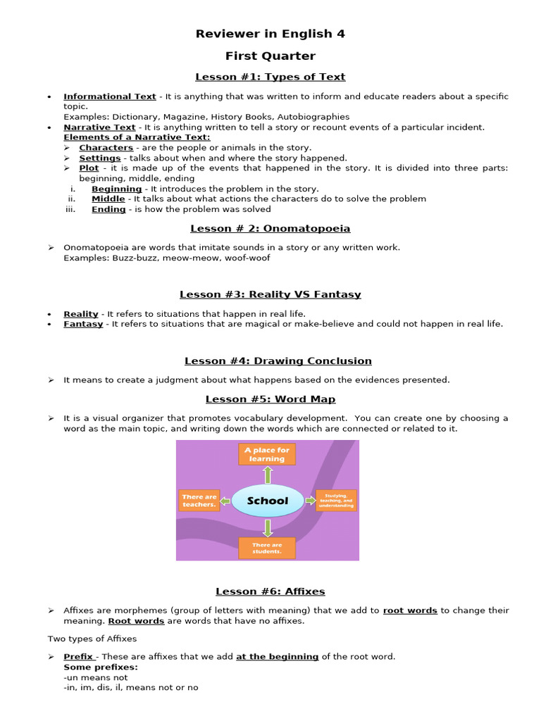 Reviewer in English 4 Quarter 1 | PDF
