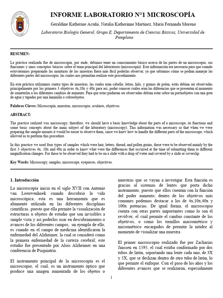 Informe Laboratorio N°1 Micros | PDF
