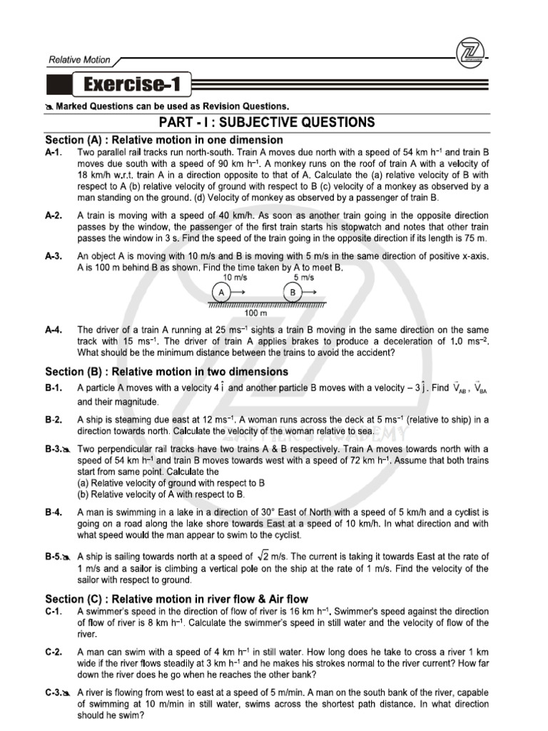 Relative Motion Exercise-Copy | PDF