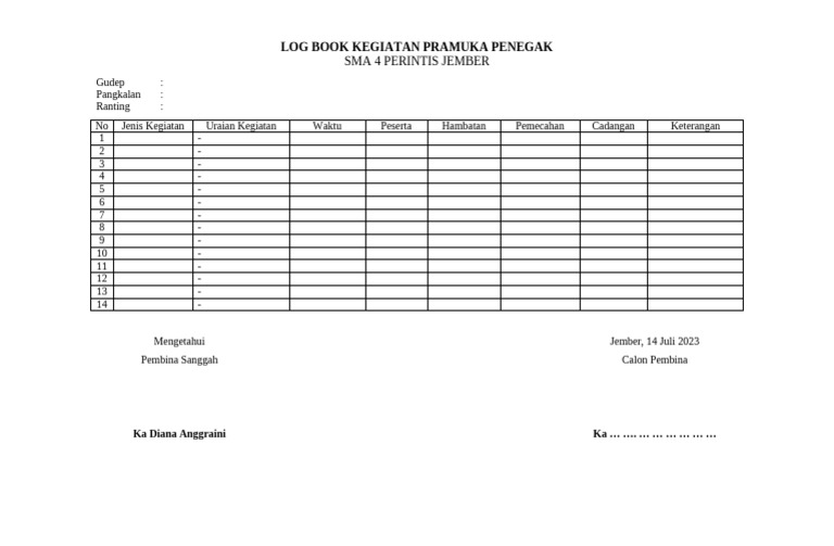 9.log Book Kegiatan Pramuka | PDF