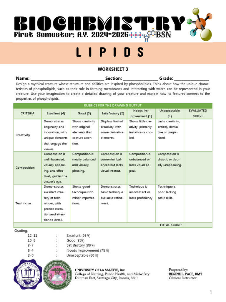 Worksheet 3 Lipids | PDF