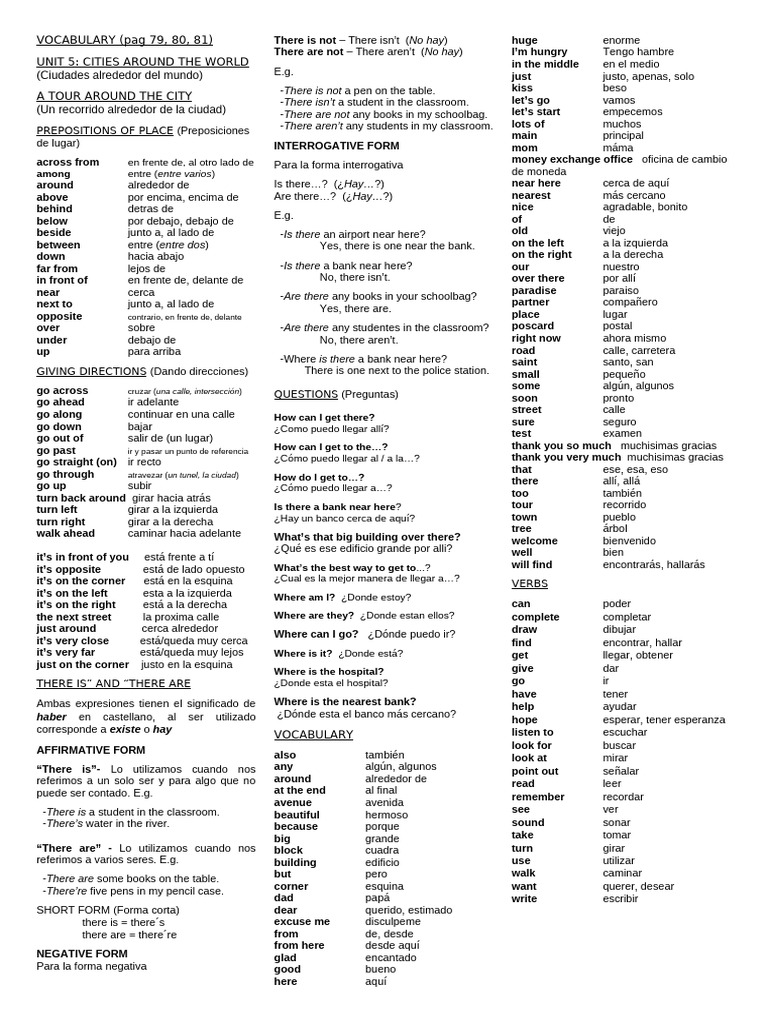 Vocabulary Pag 79, 80, 81 | PDF