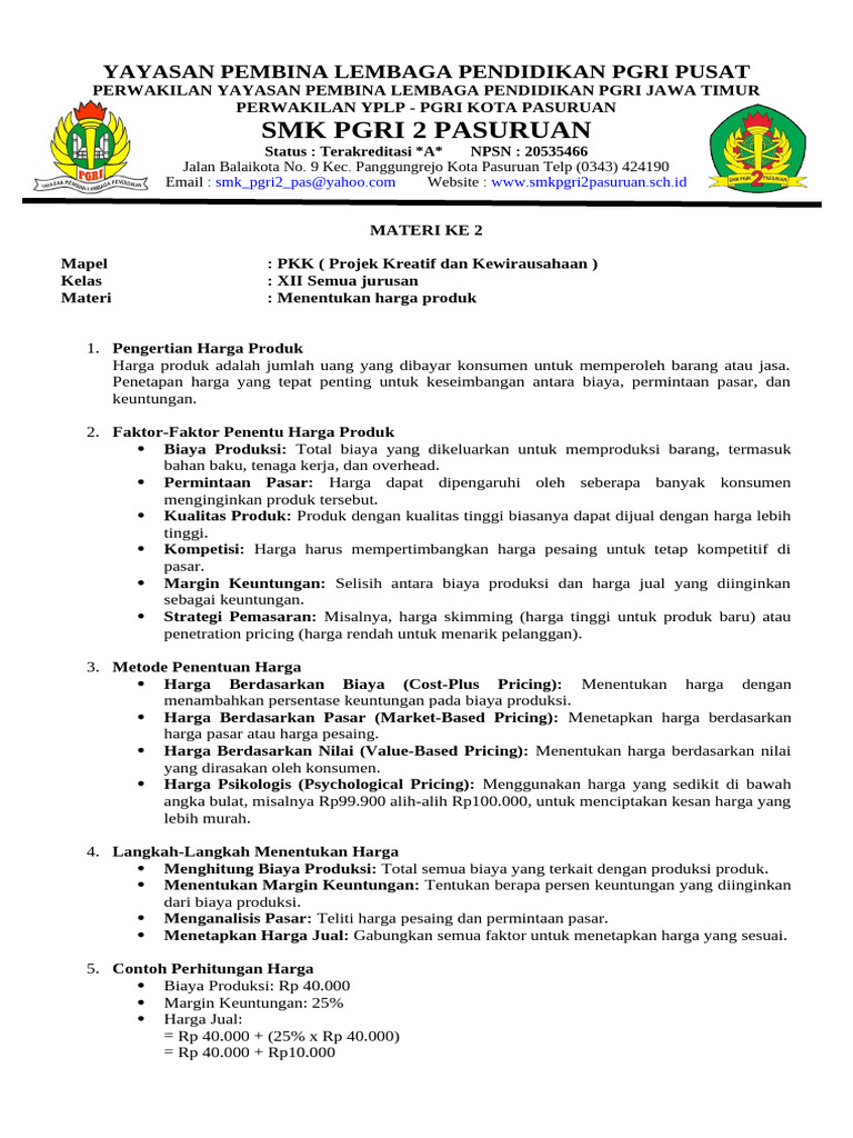 Bu Ika - MP 2 - Materi Dan Tugas PKK | PDF