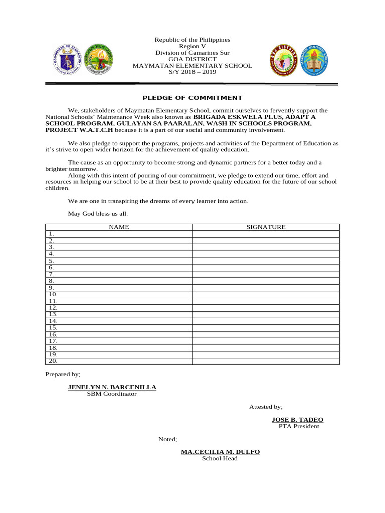 Pledge of Commitment | PDF