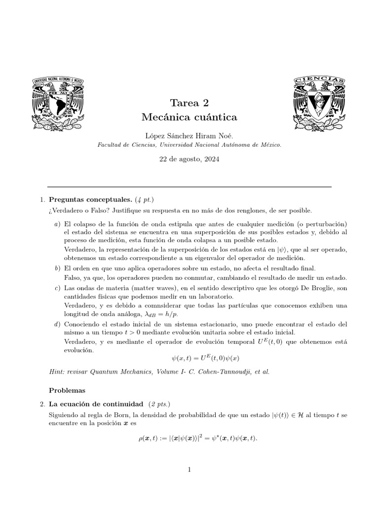 Tareas Mec Nica Cu Ntica-1 | PDF