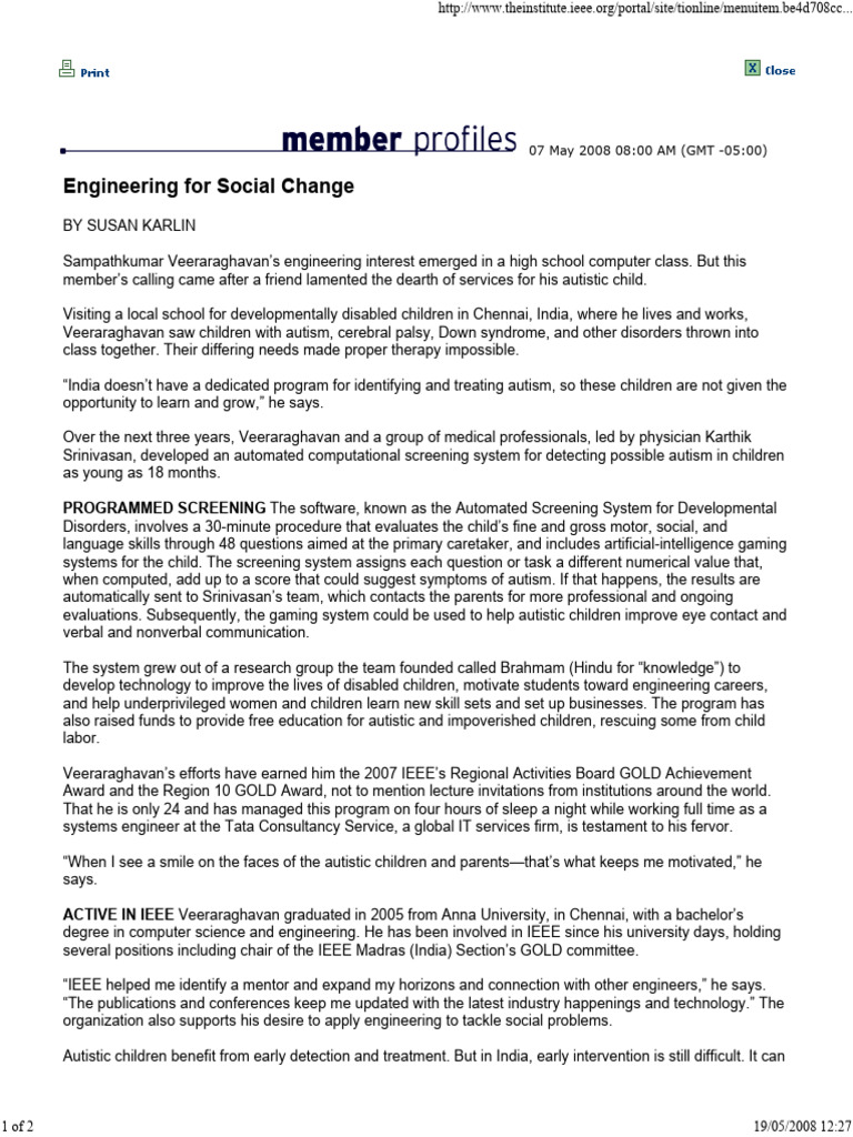 IEEE - Engineering For Social Change | PDF