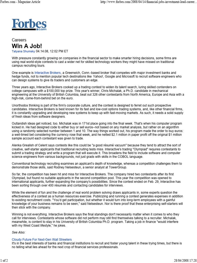Forbes - Win A Job | PDF