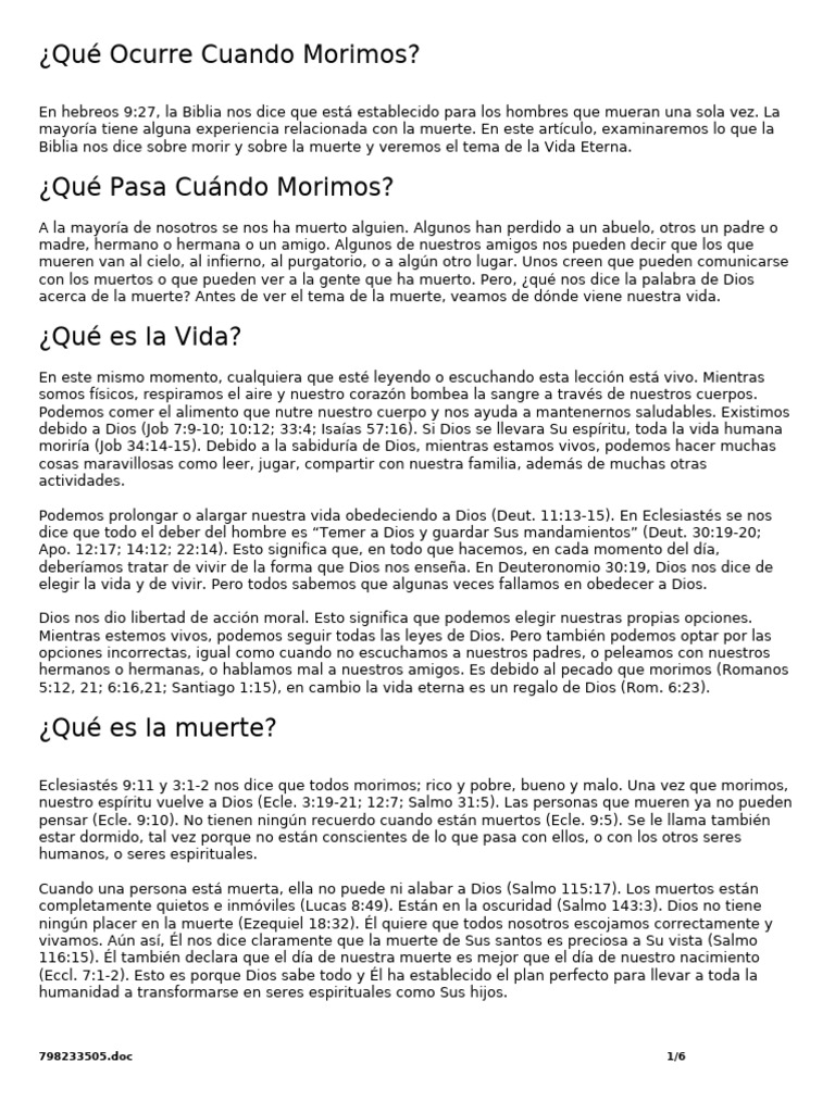 Qué Ocurre Cuando Morimos | PDF