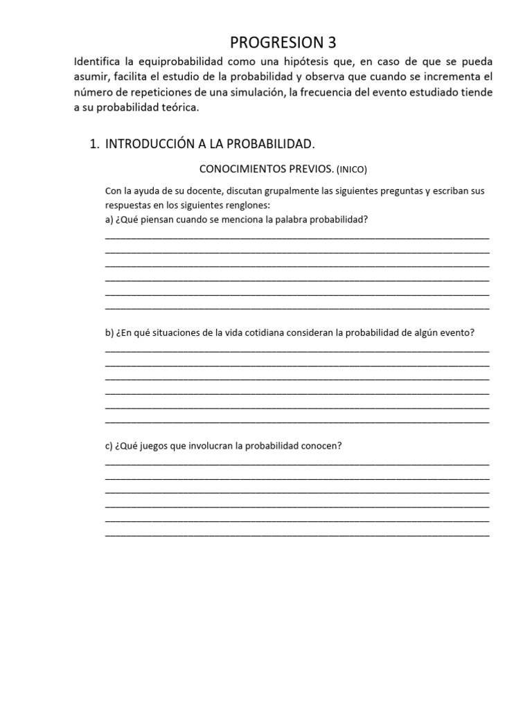 Progresion 3 Actividades | PDF