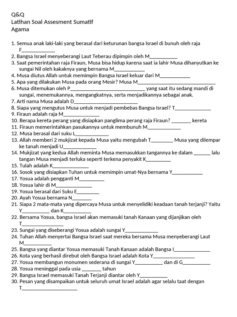 Latihan Soal Sumatif Q&Q | PDF