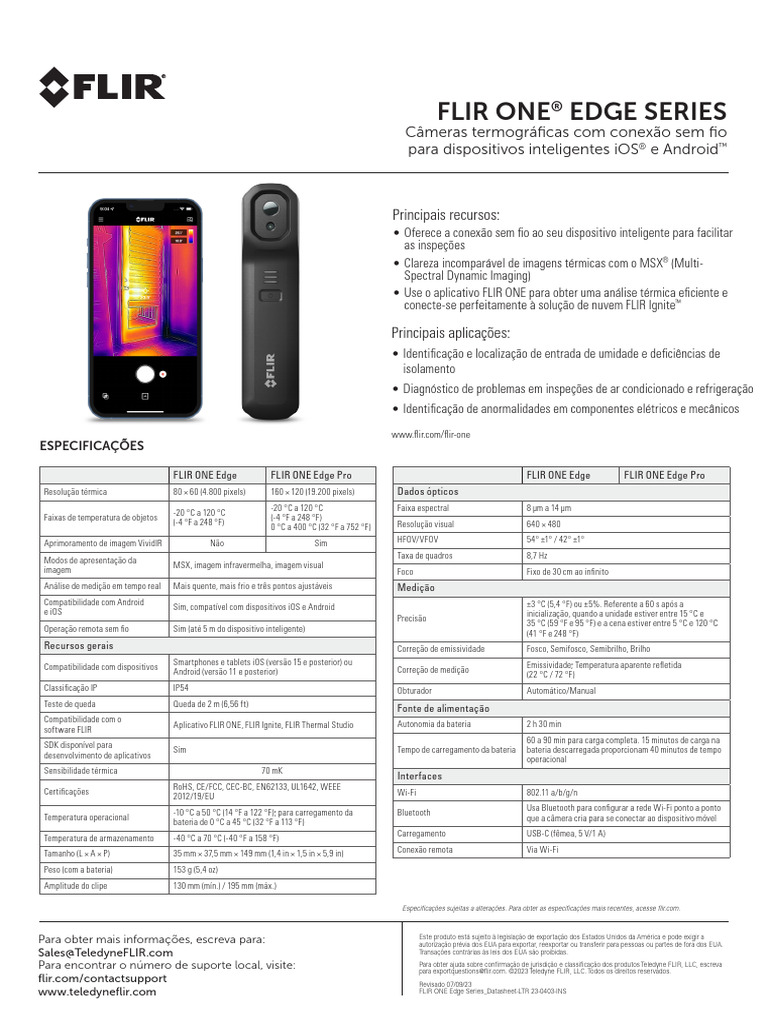 FLIR One Edge Series Datasheet A4pt-BR | PDF