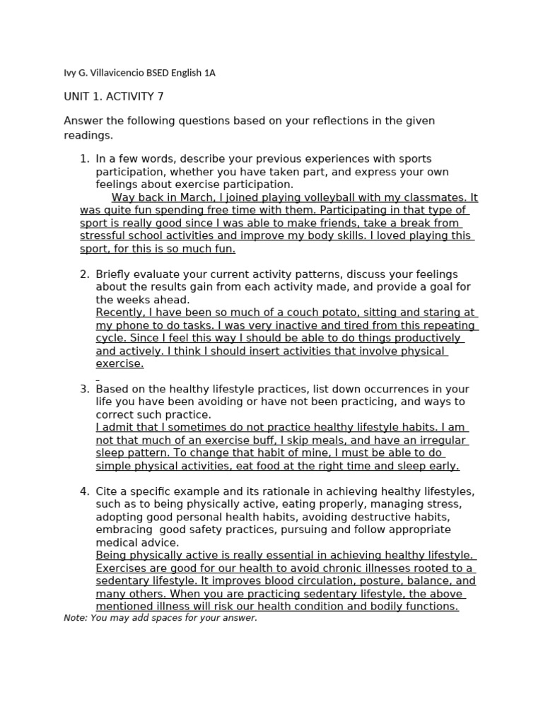 UNIT 1. Activity 7-1 | PDF