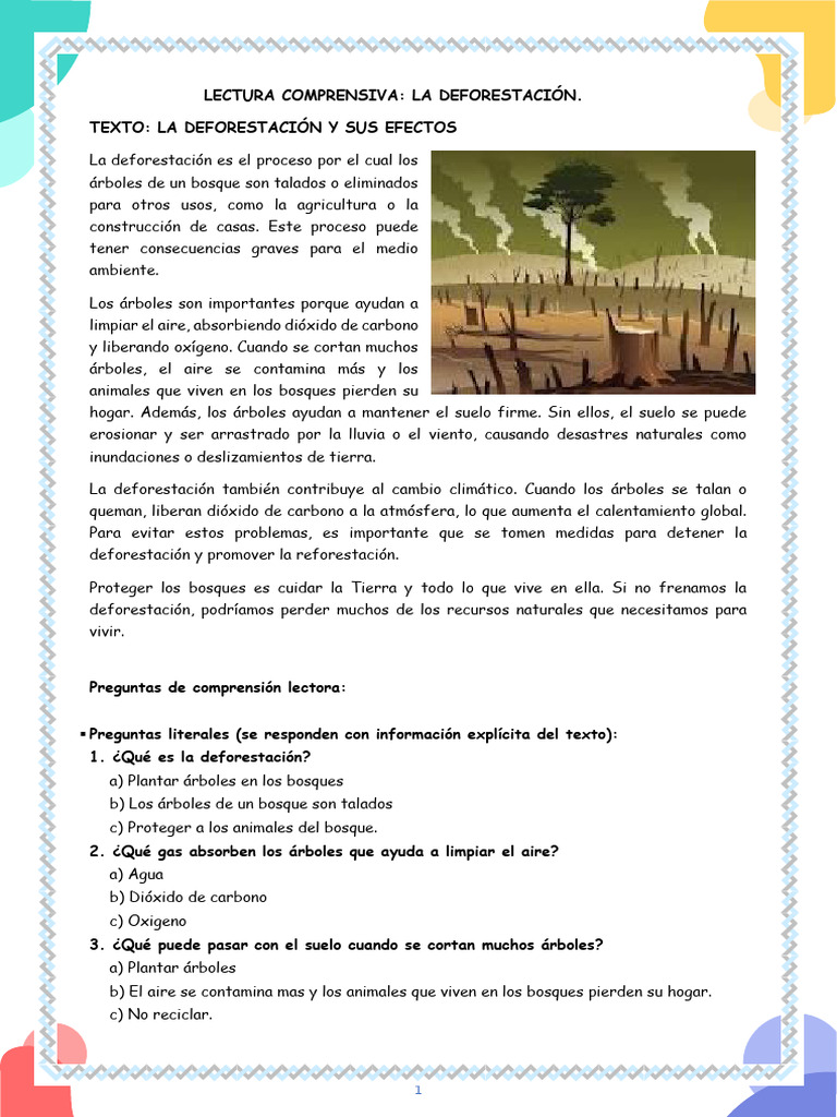 Lectura Comunicacion 27 09 2024 Deforestacion | PDF | Deforestación ...