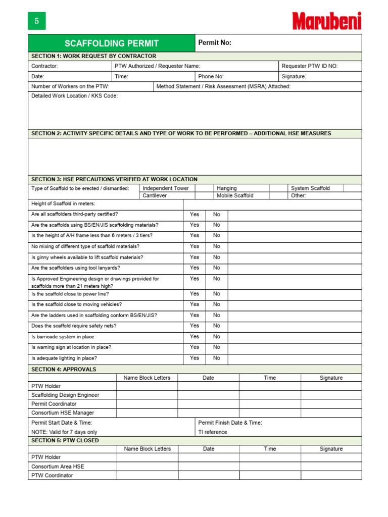 Scaffolding Permit Rev. 2 | PDF
