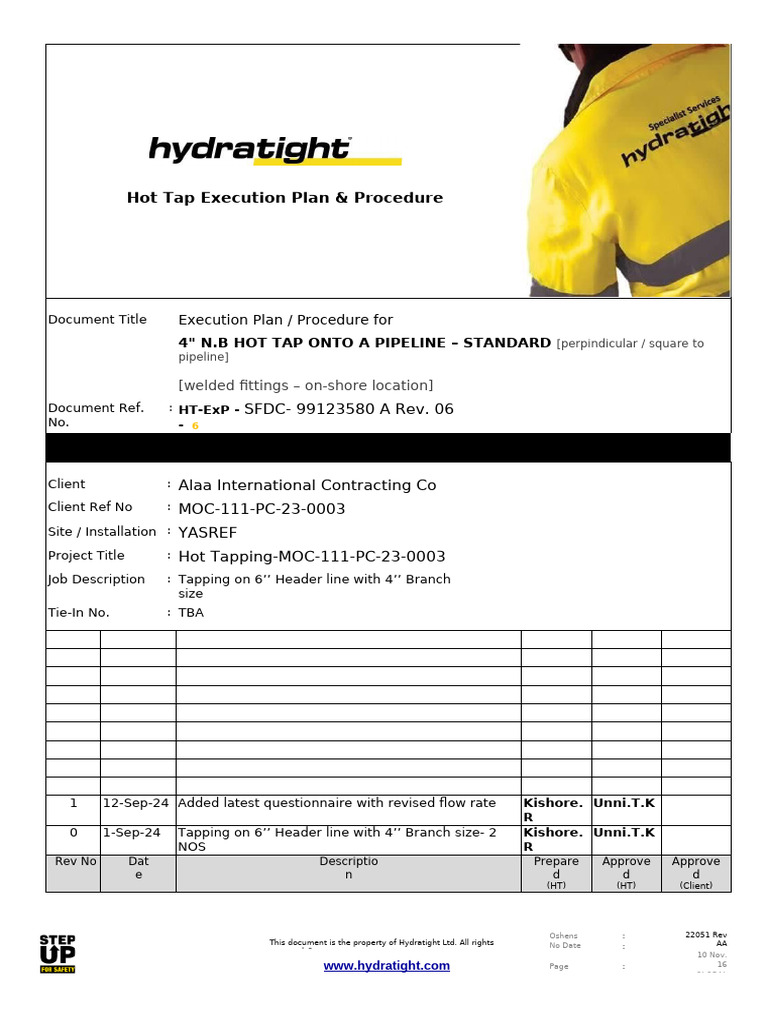Hot Tap Execution Plan Onshore - 4'' Branch Tie-In 02 Nos- Rev1 Dated ...