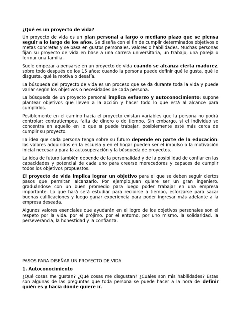 proyecto de vida | PDF