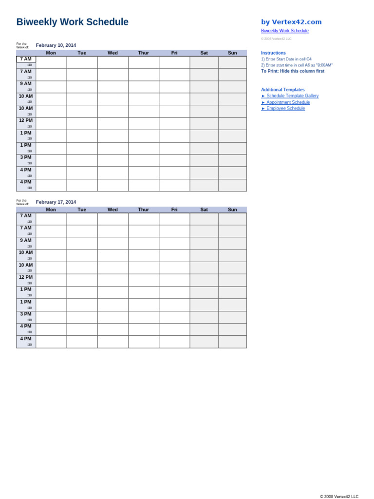 Biweekly Work Schedule | PDF