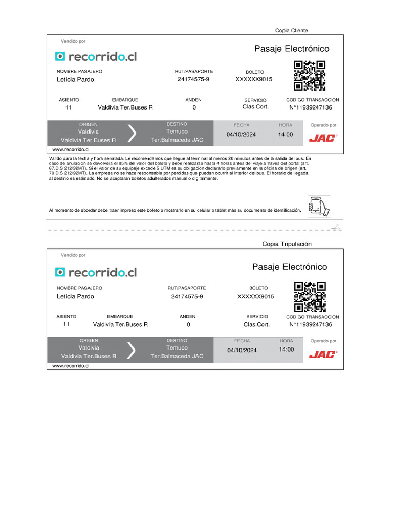 Pasaje Recorrido 8b8zf8d5 | PDF