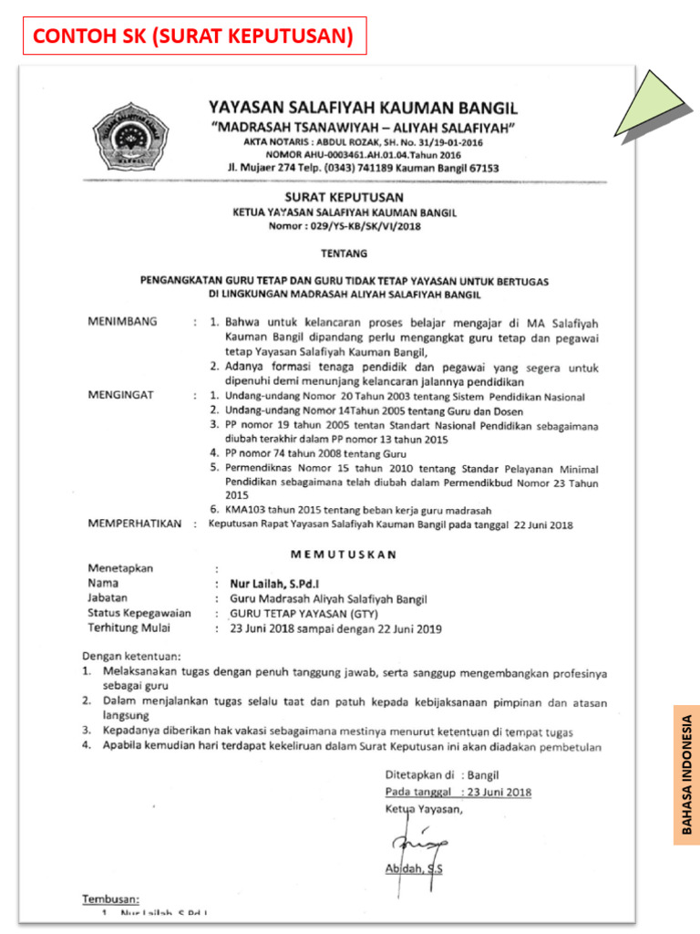 Contoh SK (Surat Keputusan) | PDF