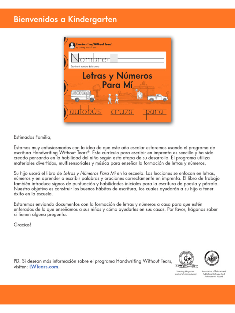 K - Spanish - WelcomeLetter 1 | PDF