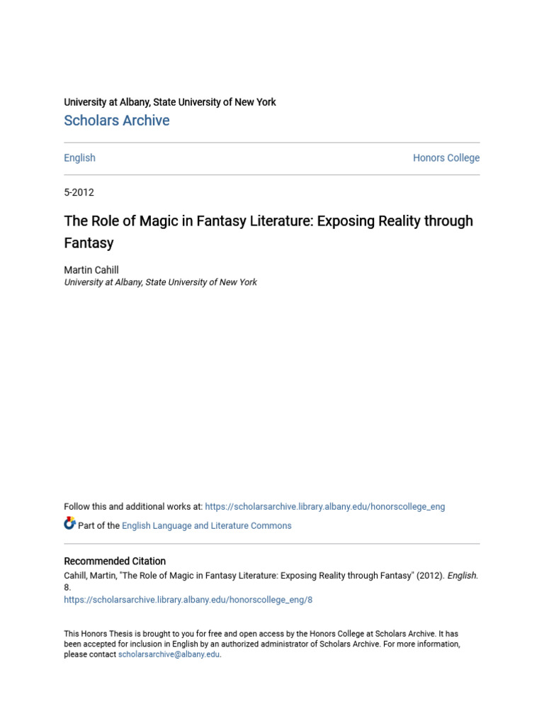 The Role of Magic in Fantasy Literature - Exposing Reality Through ...