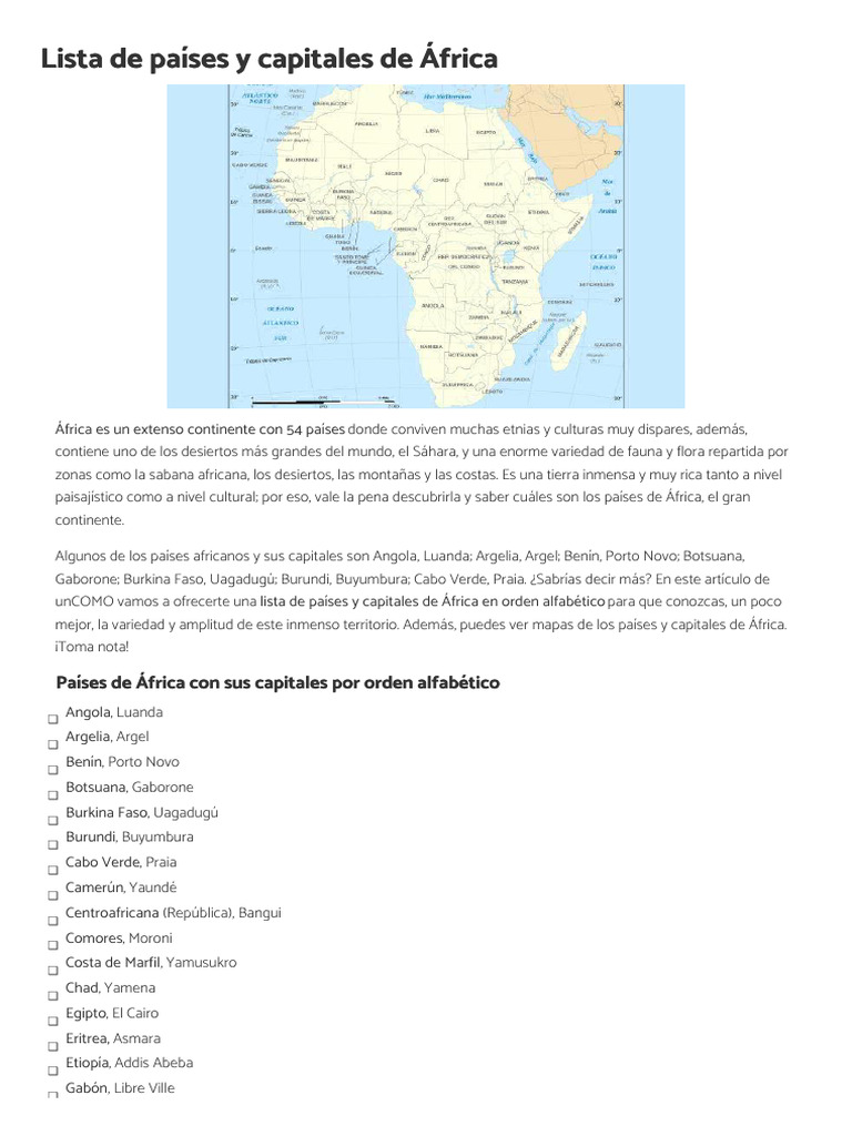 Lista De Países Y Capitales África – XFQS