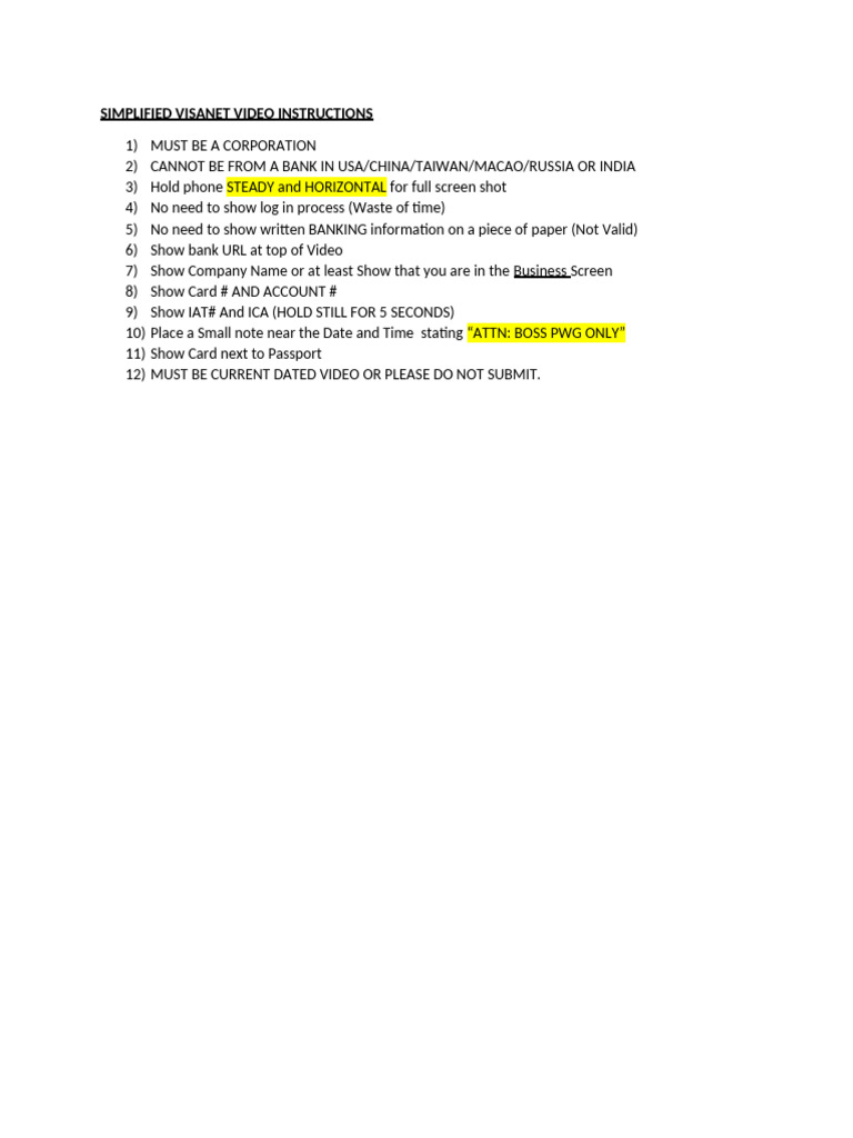 Simplified Visanet Video Process 1 | PDF