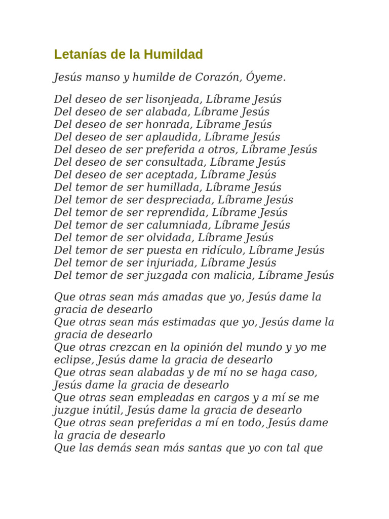 Letanías de La Humildad | PDF