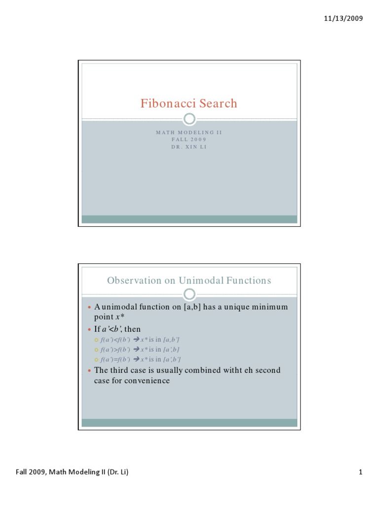 Fibonacci Search | PDF | Applied Mathematics | Algorithms