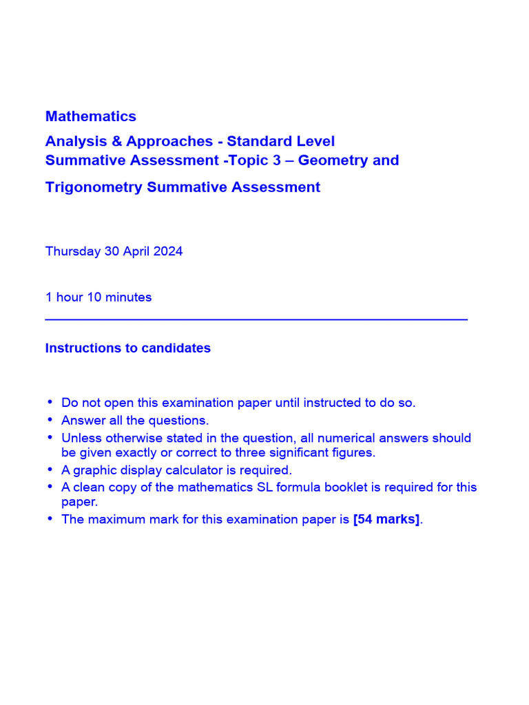 Topic 3 Geometry & Trignometry Summative | PDF