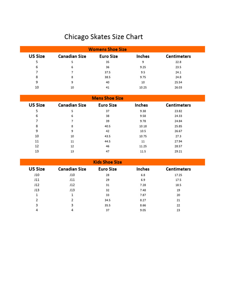 Chicago Size Chart | PDF