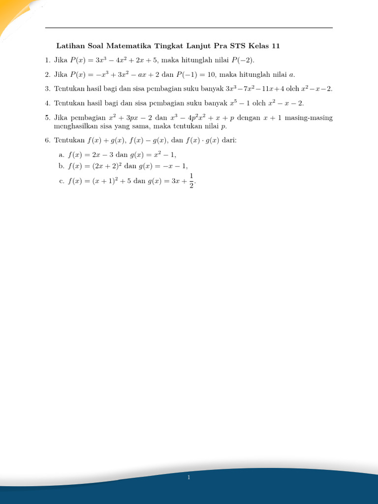 Latihan Soal Sts MTK TL Kls 11 | PDF
