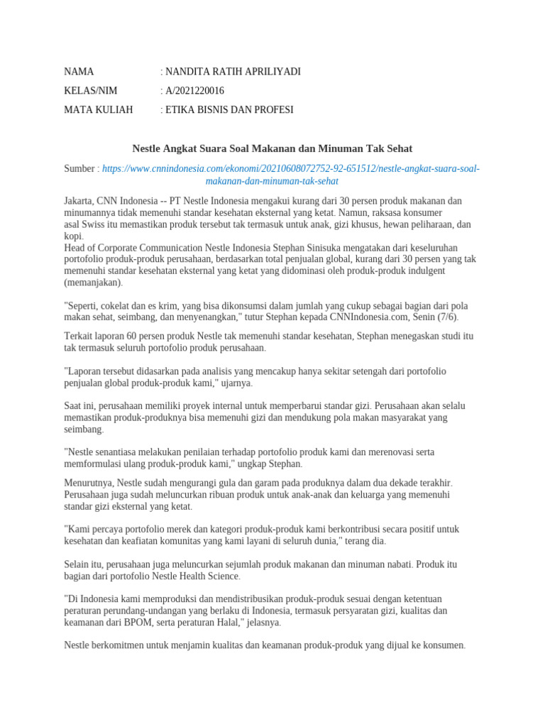 Analisis Kasus Etika Bisnis Profesi Pdf