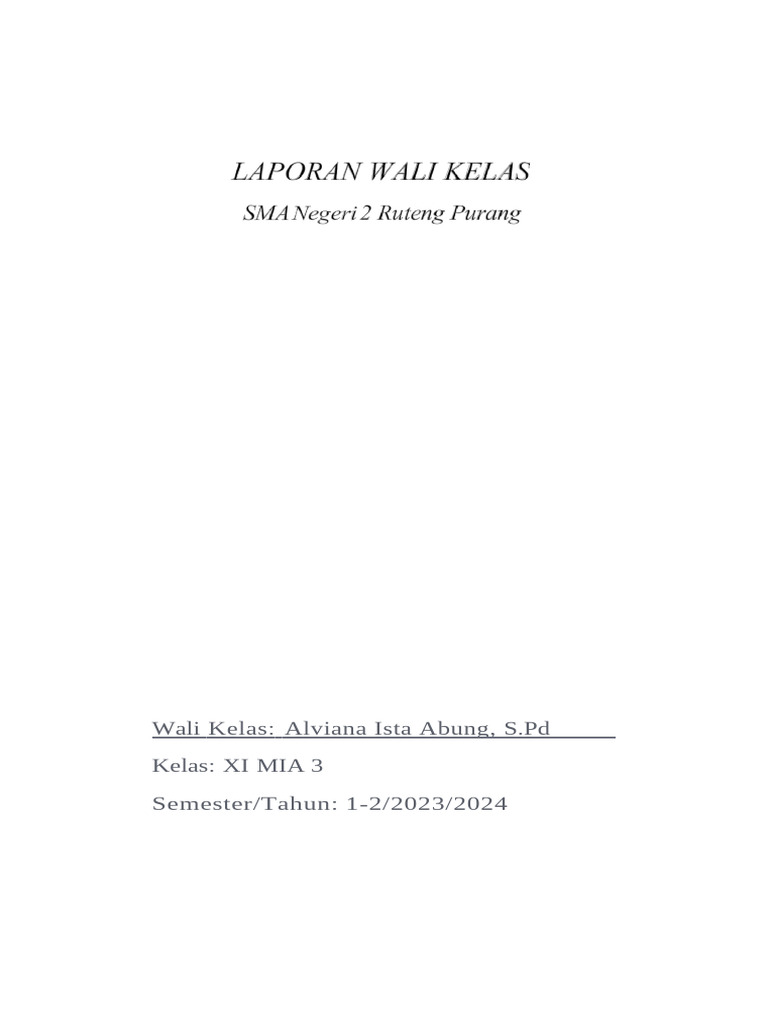 Ibu Lesty Laporan Wali Kelas | PDF