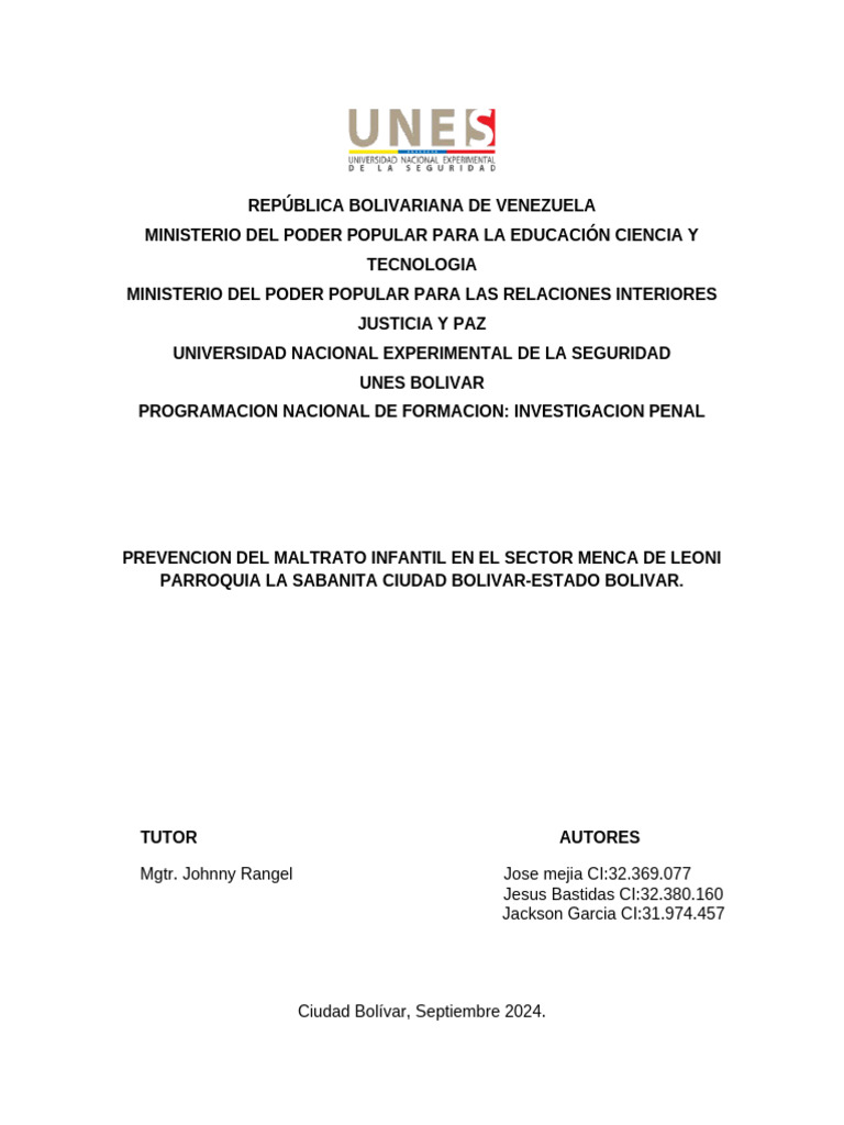 Proyecto Capitulo 1 | PDF | Abuso infantil | Derechos de los niños