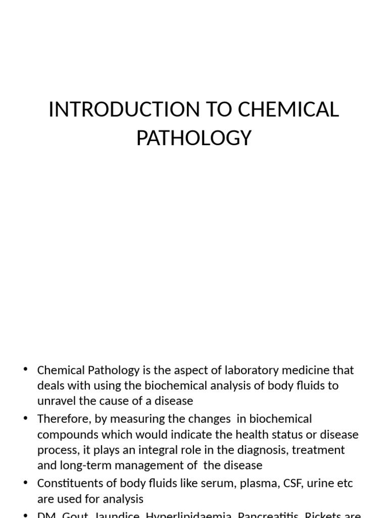 Introduction To Chemical Pathology | PDF