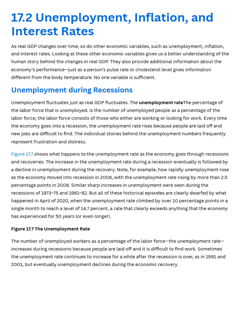 17.2 Unemployment, Inflation, and Interest Rates | PDF