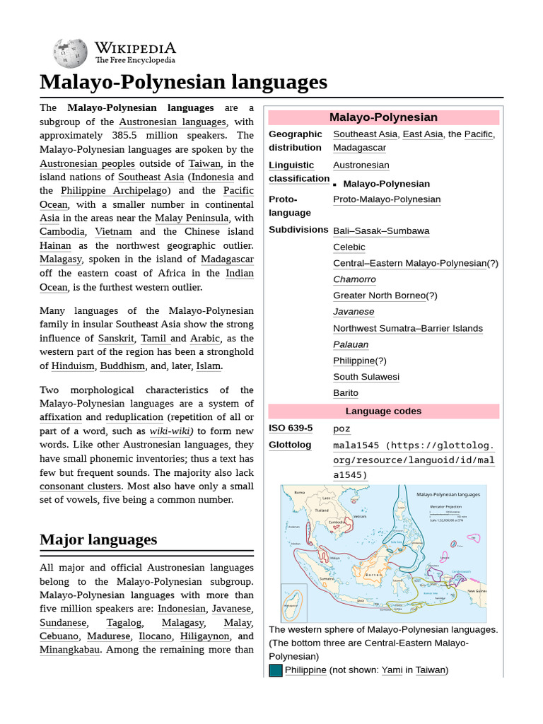 Malayo-Polynesian Languages | PDF | Languages Of Asia | Language Arts & Discipline