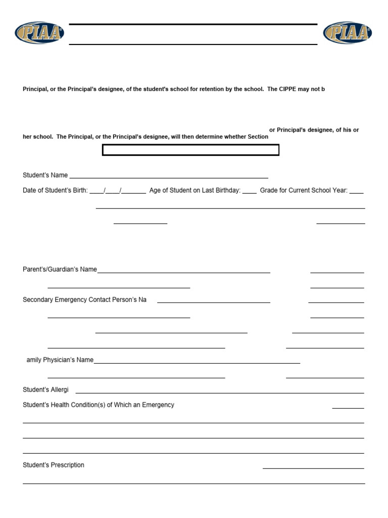 Piaa Cippe Forms Section(s) 1 - 10 | PDF | Electrocardiography | Concussion